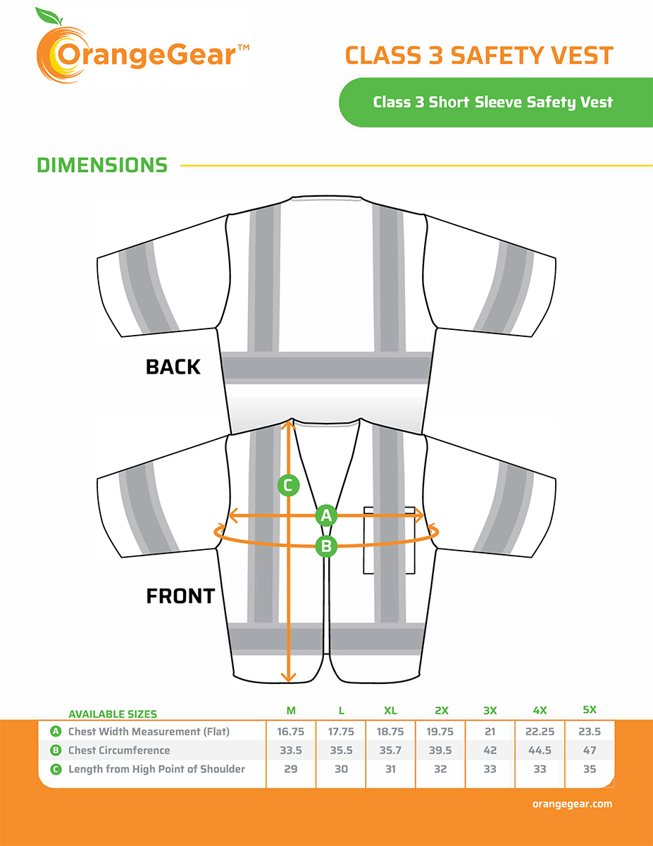 OrangeGear Class 3 Highly Visible Two Tone Stripes Zippered 2 Pocket ...