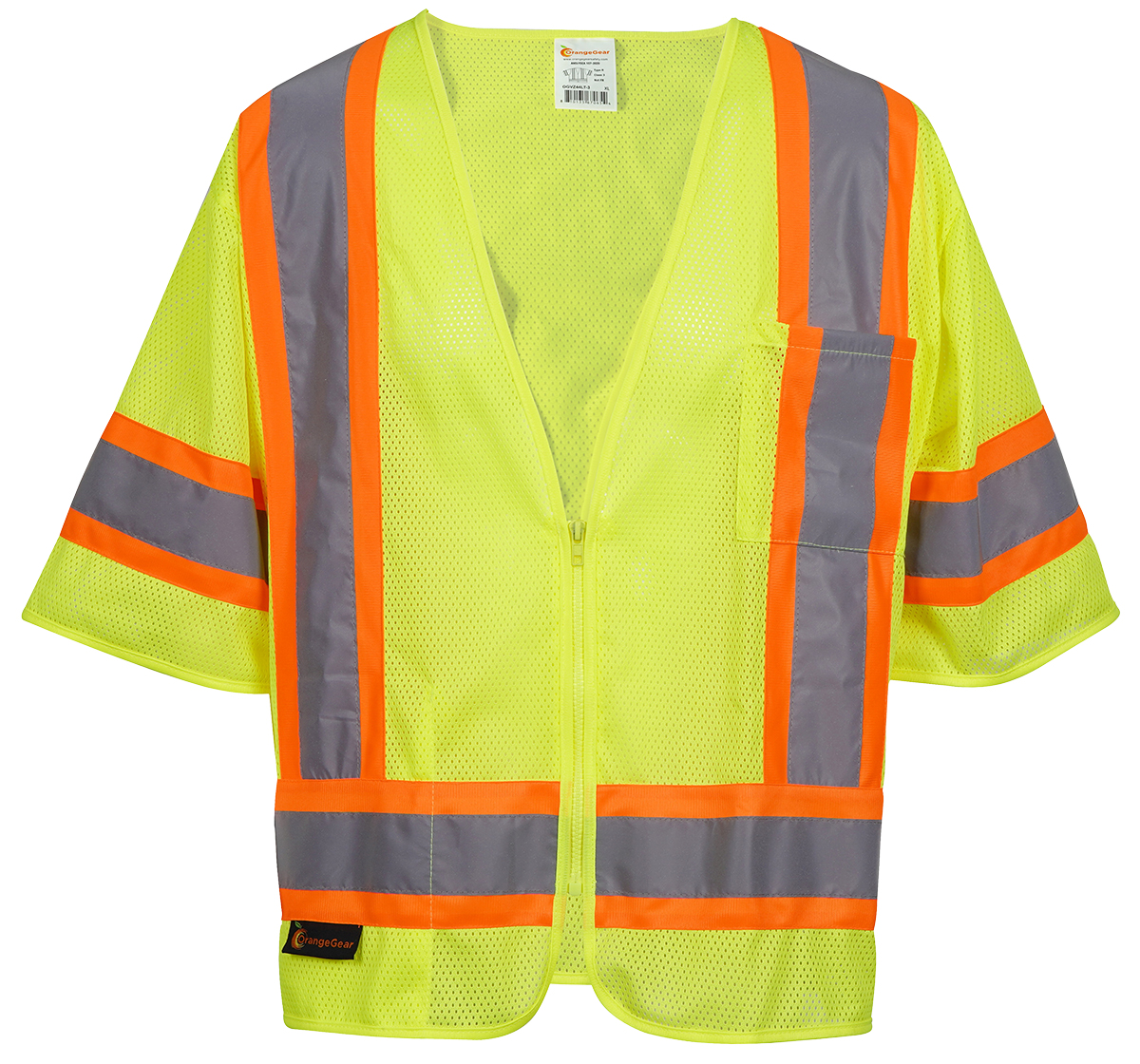 OrangeGear Class 3 Highly Visible Two Tone Stripes Zippered 2 Pocket ...